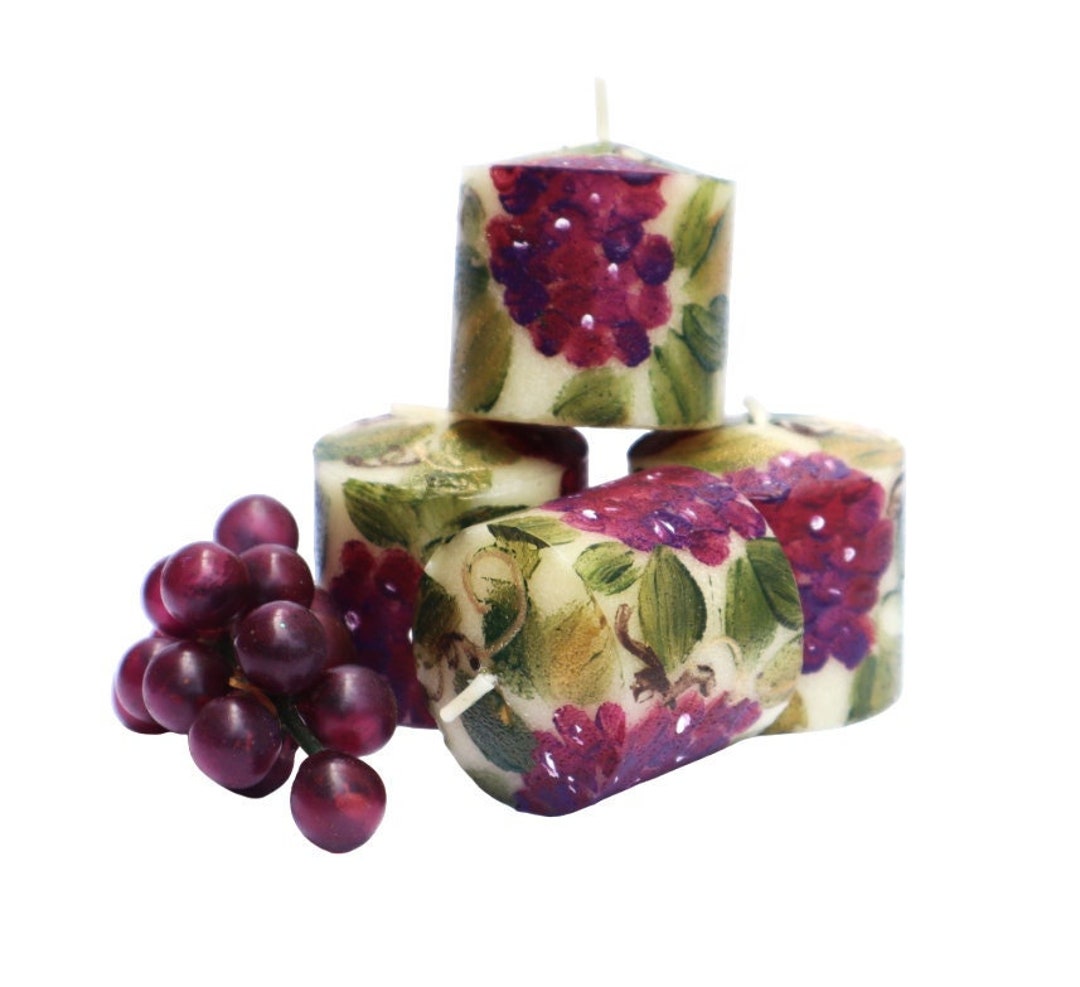 Choose Your Set Cute Hand Painted Grapes Mini Little Ivory Votive ...