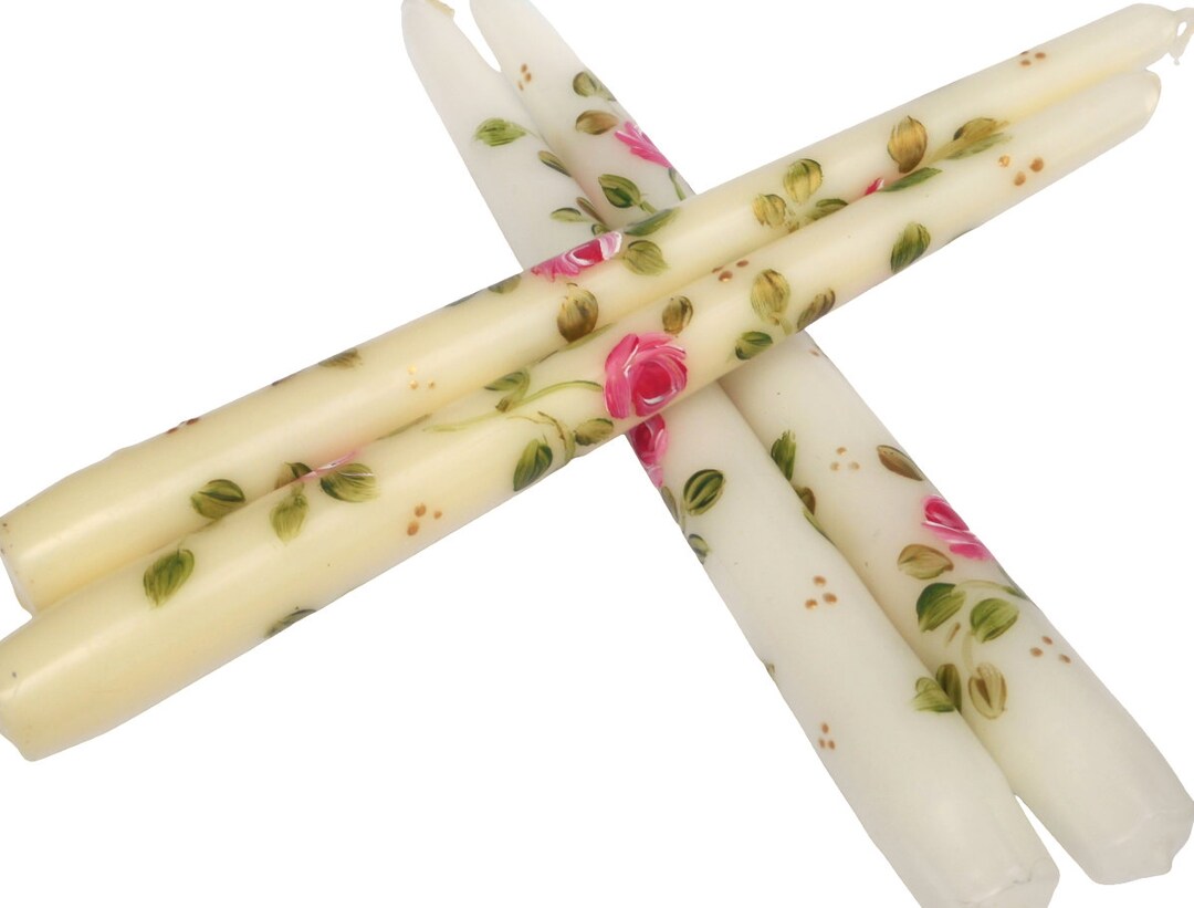 Hand Painted Rose Taper Candles: Vintage Romantic Shabby Chic Floral ...