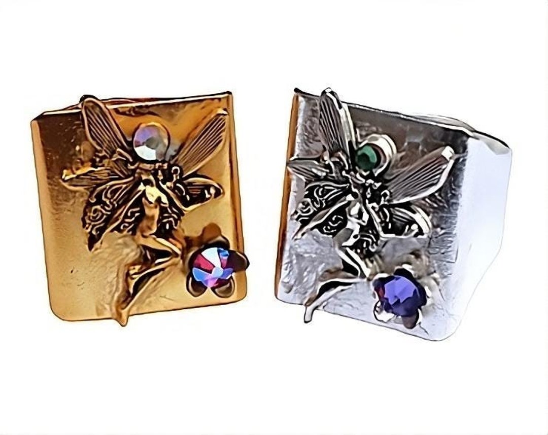 Adjustable Square Silver or Gold Forest Fairy Ring With Crystal ...