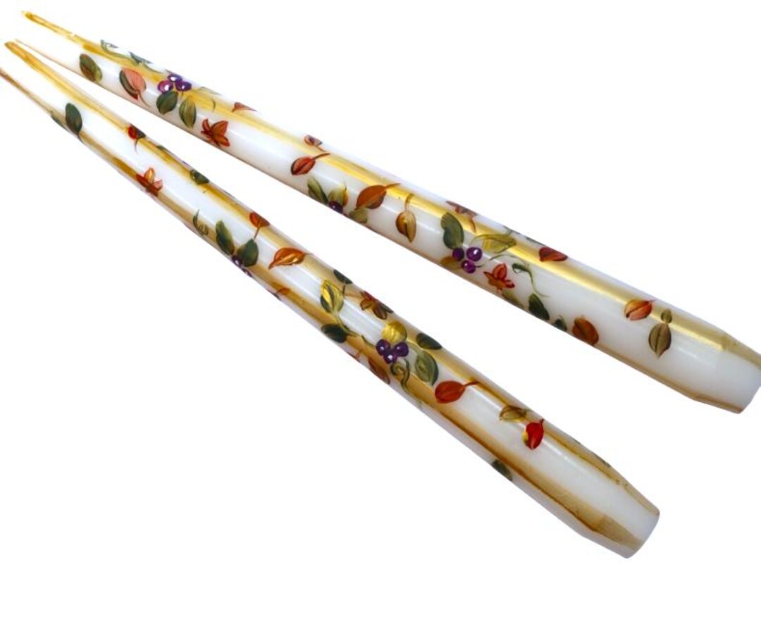 Buy Hand Painted Fall Taper Candles, Falling Autumn Leaves, Fall ...