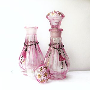 Single Little Mini Light Pink Glass Perfume Bottle Romantic Victorian ...