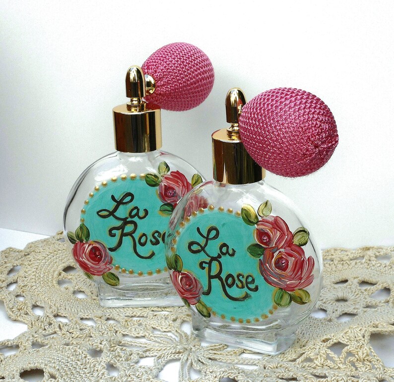 Single Painted French Blue Glass Perfume Atomizer Bottle With - Etsy