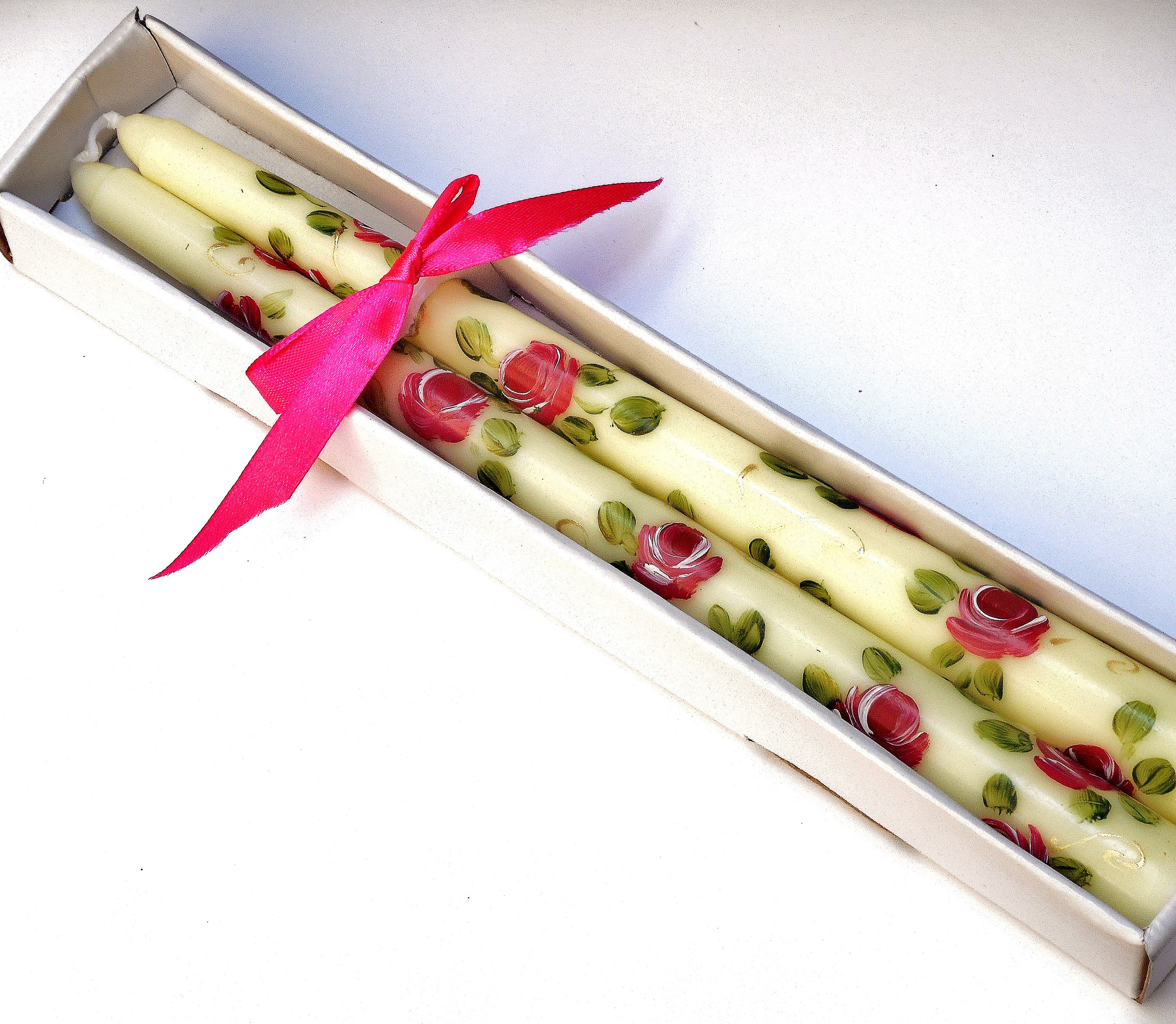 Hand Painted Rose Taper Candles: Romantic Victorian Decor, Set of 2 - Etsy