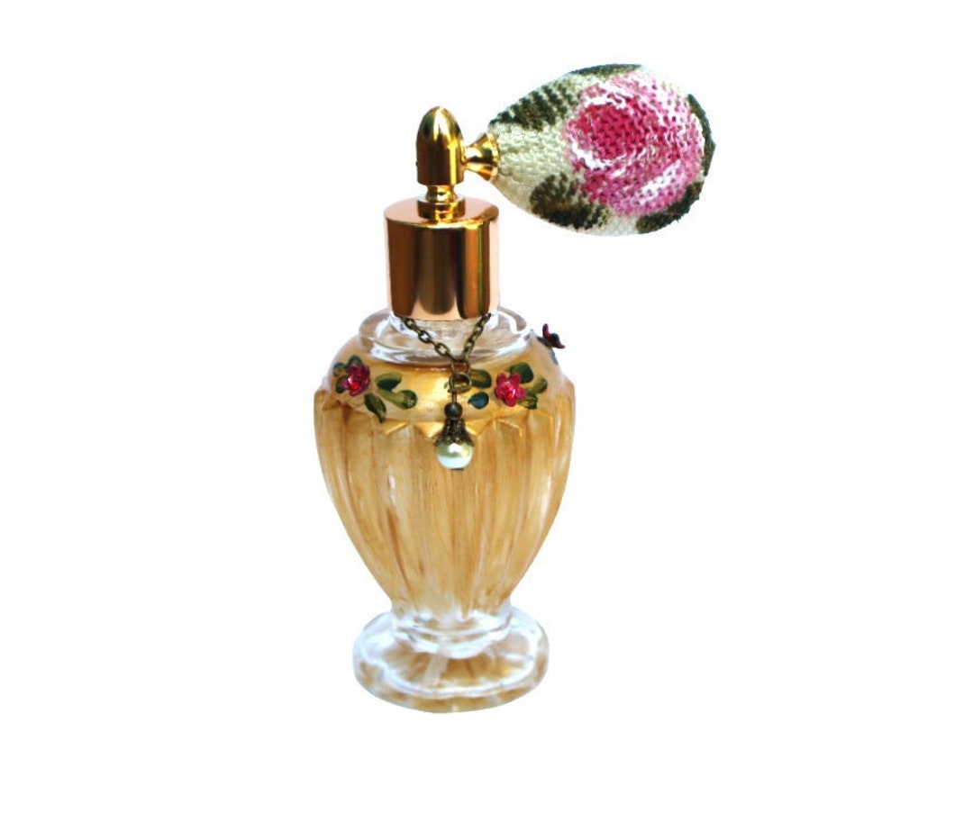 Romantic Vintage Style Glass Perfume Atomizer Spray Bottle Pretty Rose ...