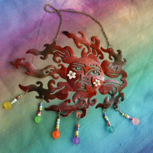 Boho Hanging Metal Sun Plaque Wall Decor Bohemian Decorations FREE ...