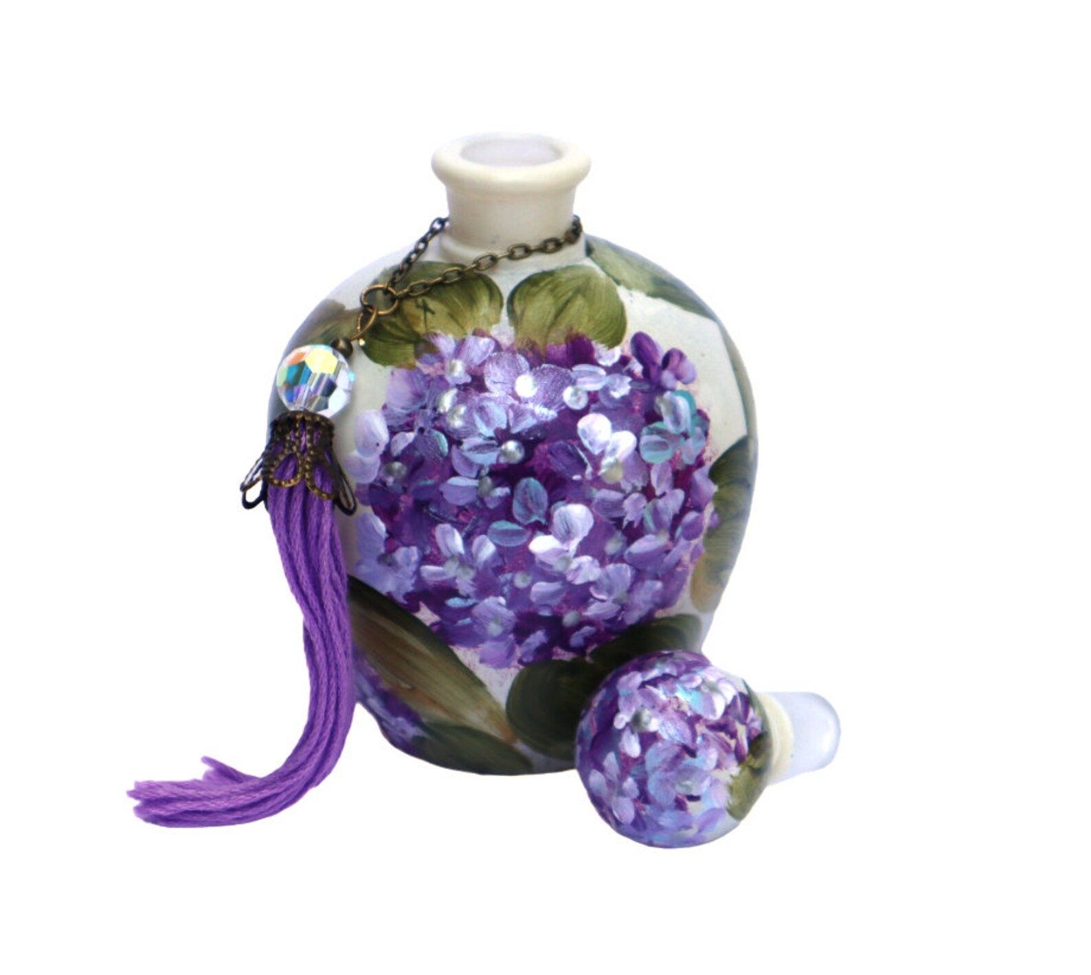 Painted Lavender Hydrangea Flower Glass Perfume Bottle With - Etsy