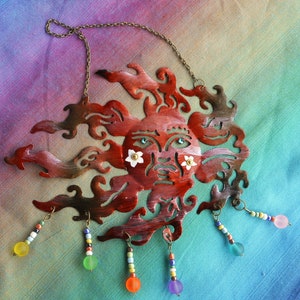 Boho Hanging Metal Sun Plaque Wall Decor Bohemian Decorations - Etsy