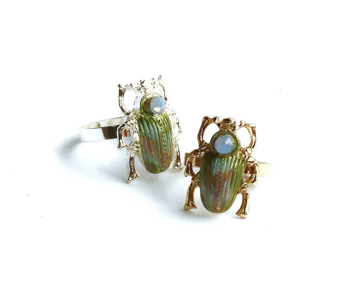 Gold or Silver Scarab Beetle Ring Mystical Egyptian Boho Jewelry FREE ...