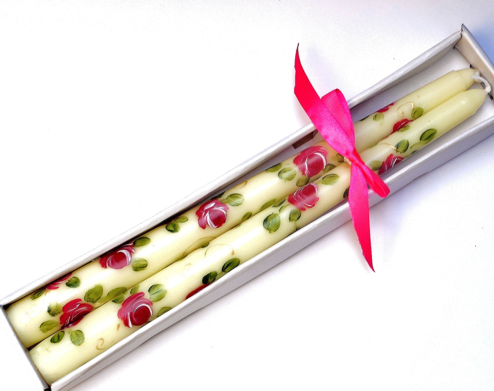 Hand Painted Rose Taper Candles: Romantic Victorian Decor, Set of 2 - Etsy