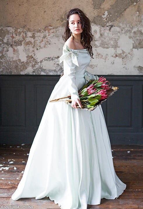 Blue wedding dress with open shoulders winter Quinceanera with | Etsy