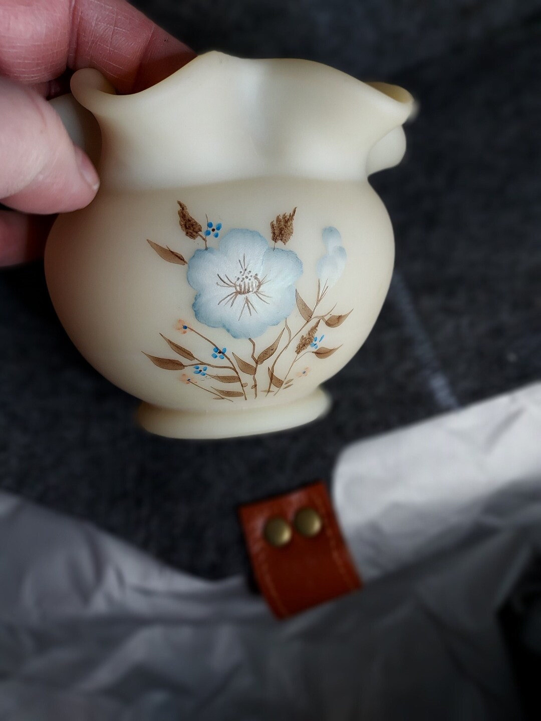 Fenton Ruffle Top Signed Custard Glass Rose Bowl - Etsy