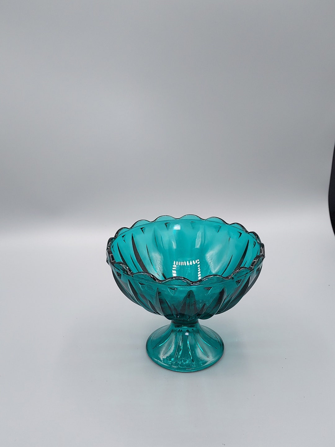 Vintage Blue Glass Compote - Etsy