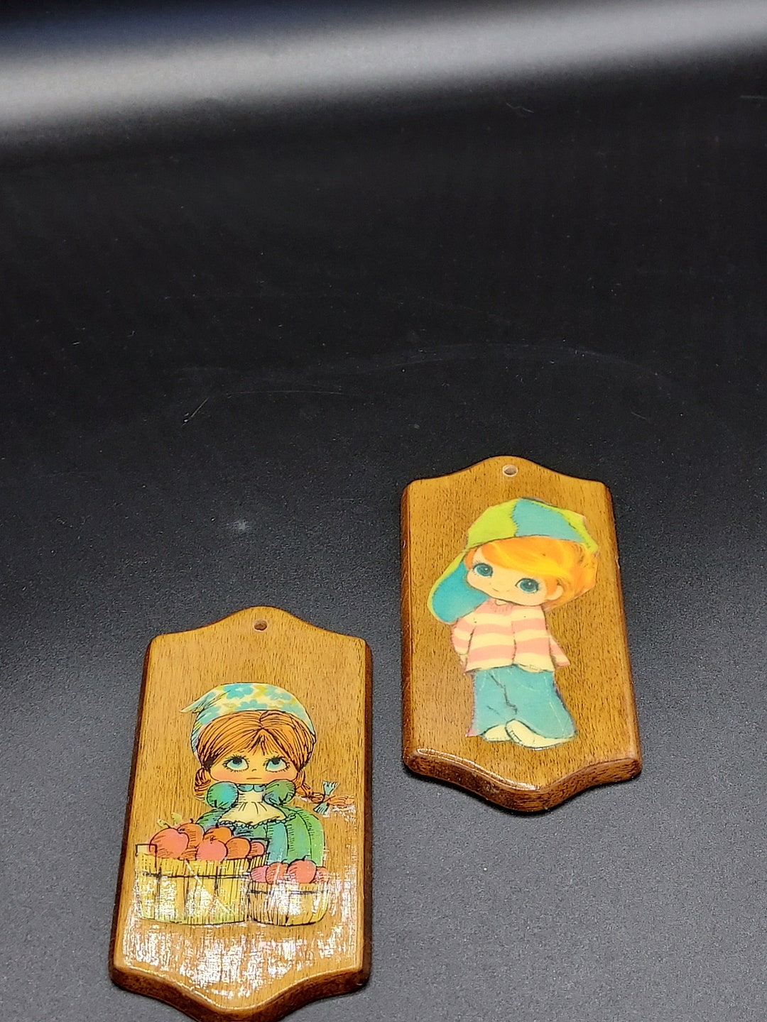 2 Sweet Wide Eyed Decoupage 5x2.5 Inches Plaques - Etsy