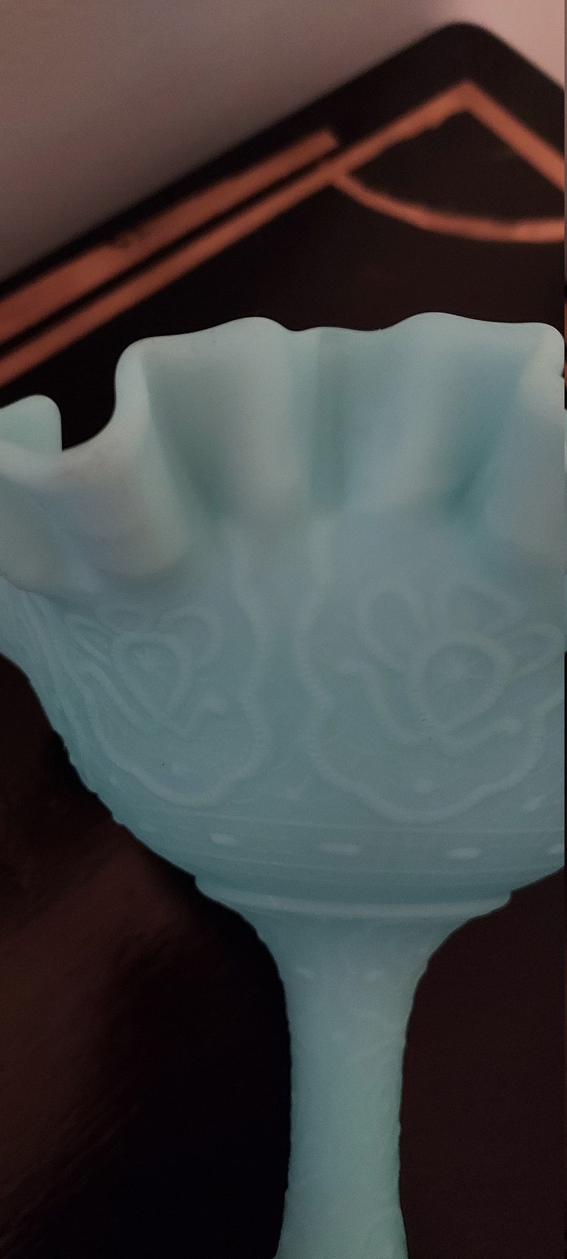 Blue Satin Custard Glass Fenton Compote - Etsy