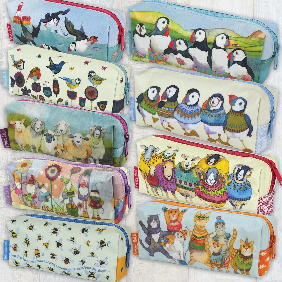 Zipped Pencil Cases Puffins, Sheep, Gnomes, Kittens and Sheep - Etsy ...