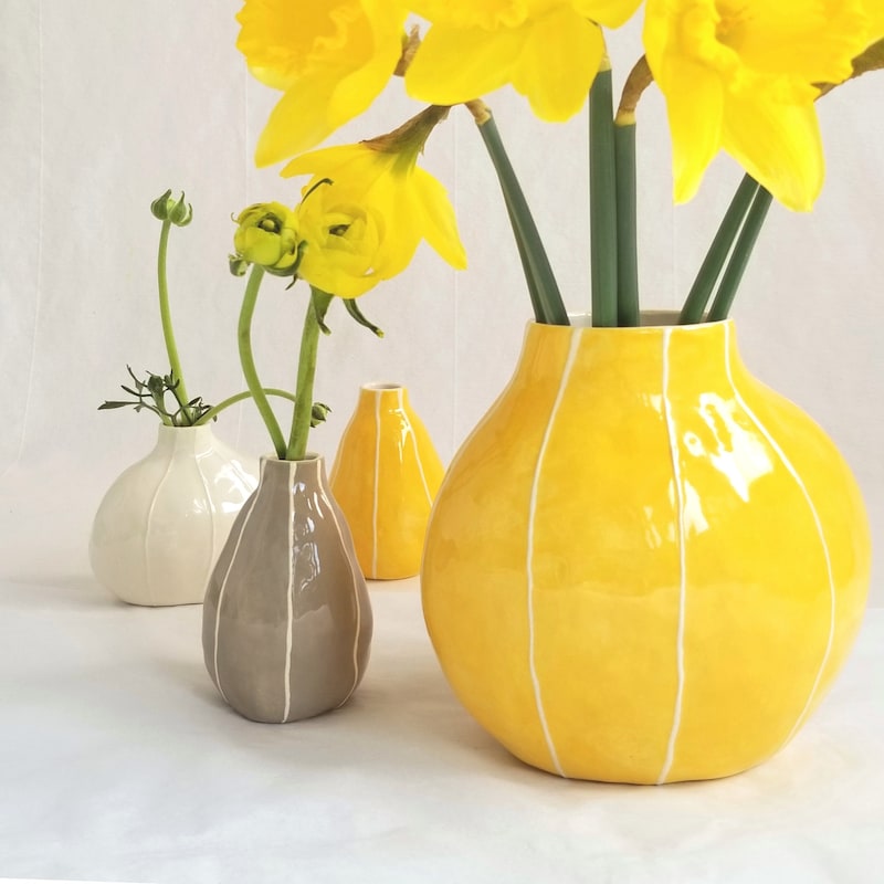 Yellow Flower Vase - Etsy