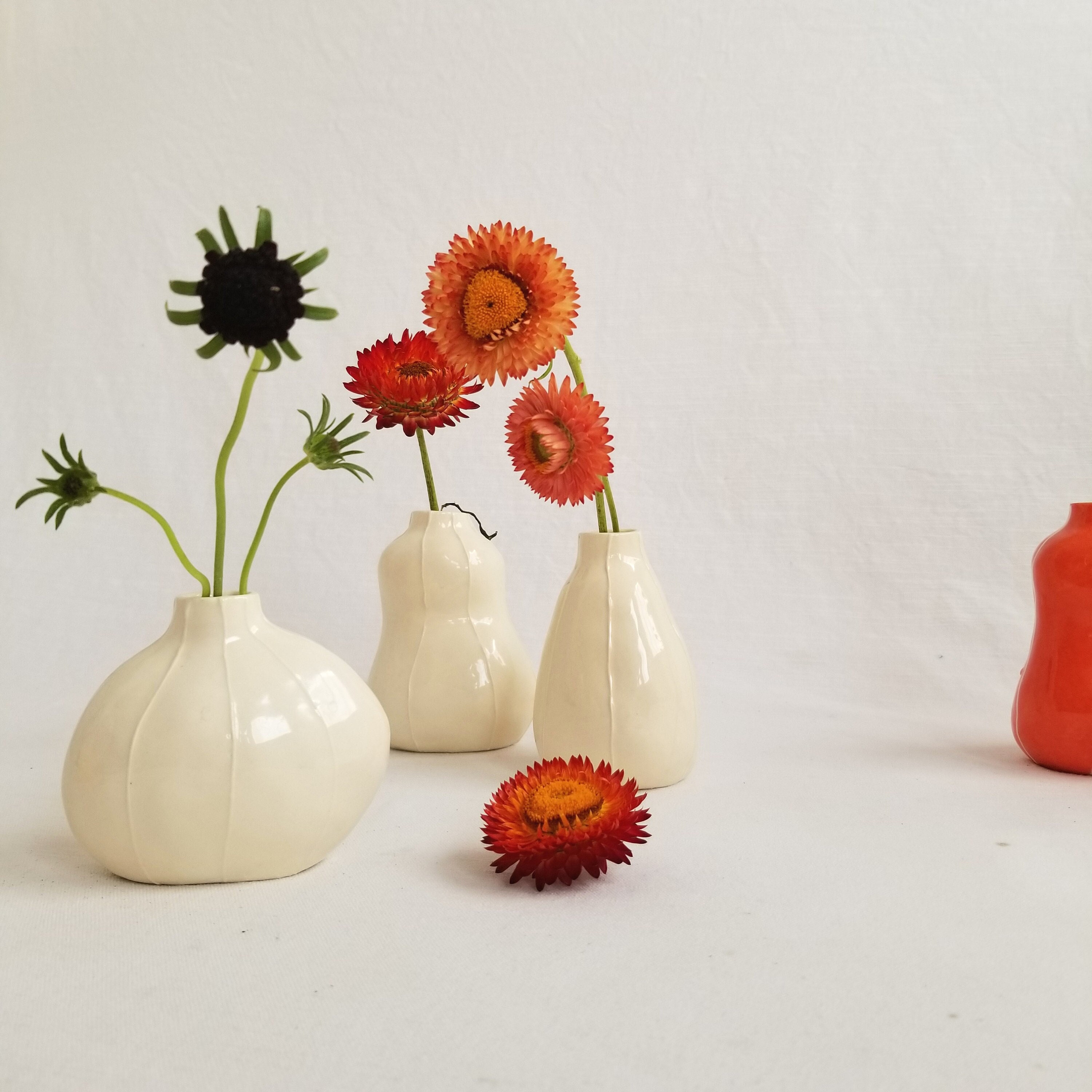Set of 3 White Ceramic Bud Vases. Simple Natural Gift - Etsy