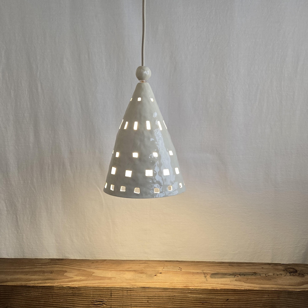 Ceramic Pendant Light. Handmade Lantern With Cutouts - Etsy