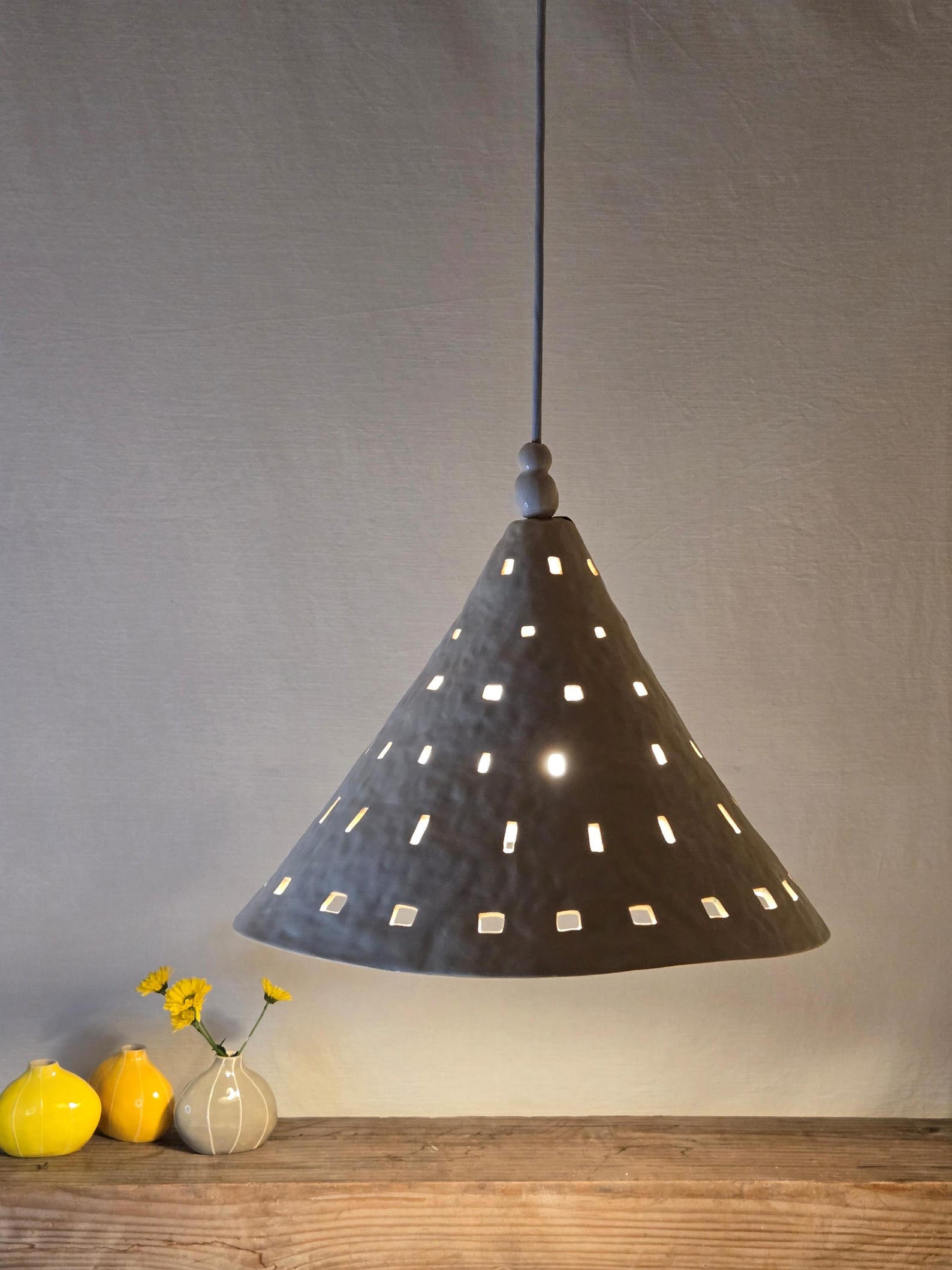 Pendant Light With Cut-outs. Large Ceramic Chandelier for Kitchen or ...