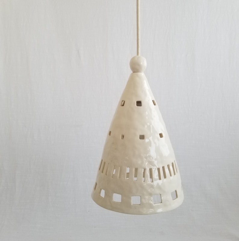 Ceramic Pendant Light. Handmade Lantern With Cutouts - Etsy