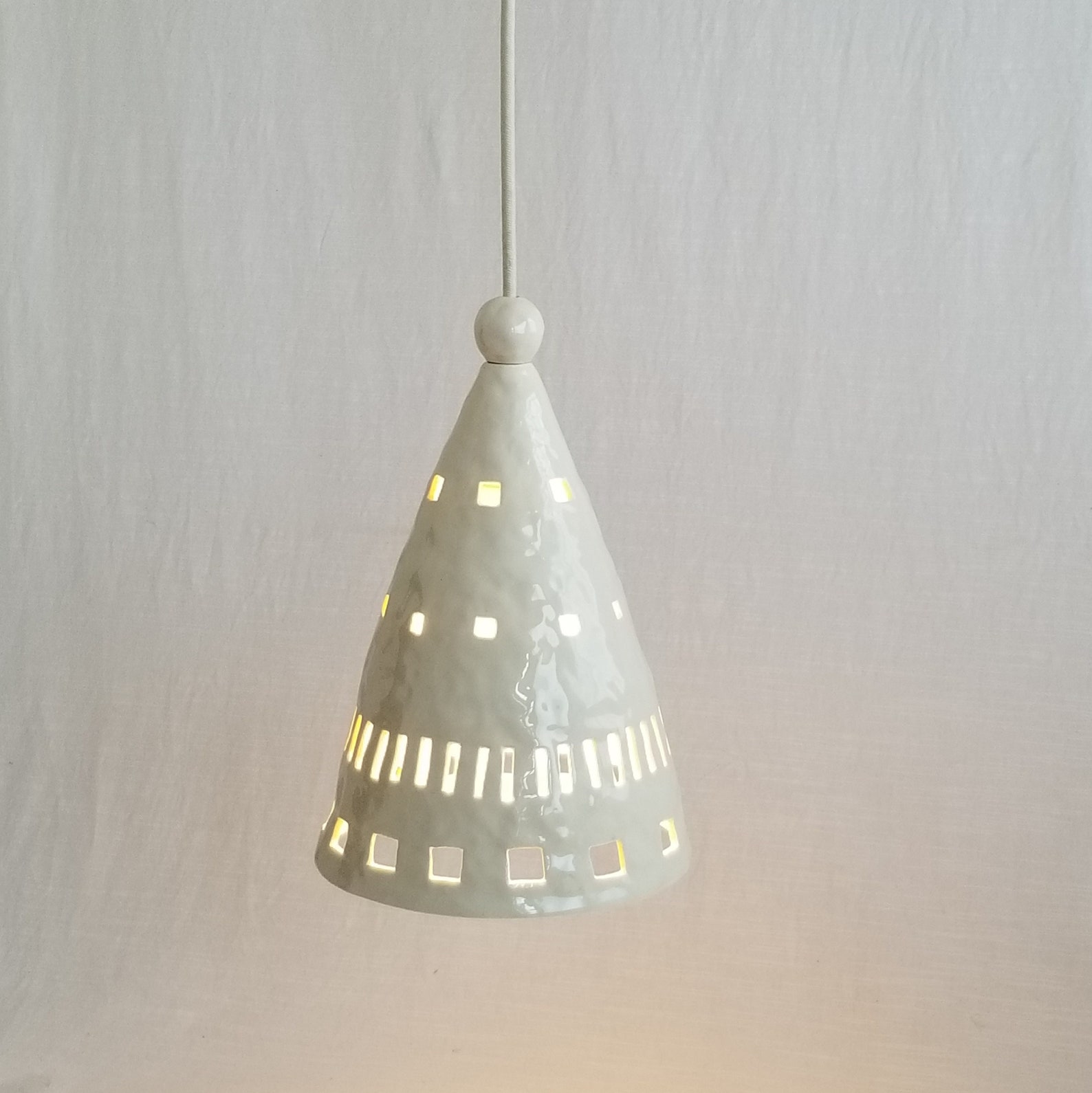 Ceramic Pendant Light. Handmade Lantern With Cutouts - Etsy