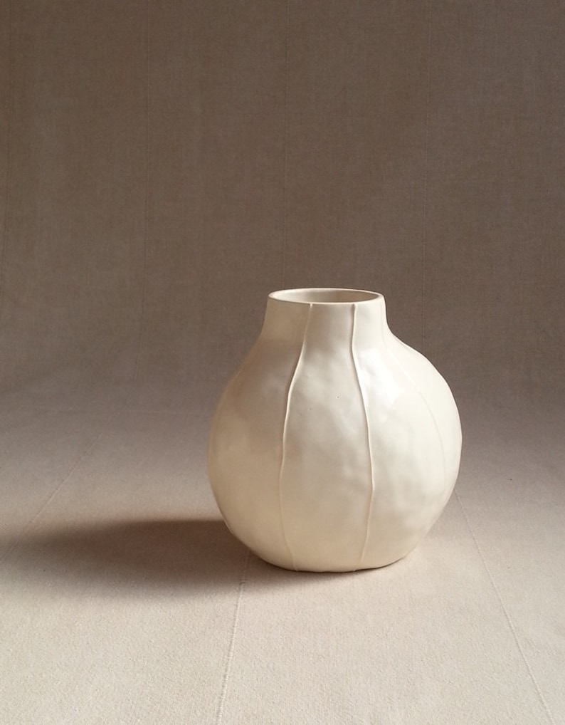 Minimalist White Ceramic Vase. Simple Modern Pottery | Etsy