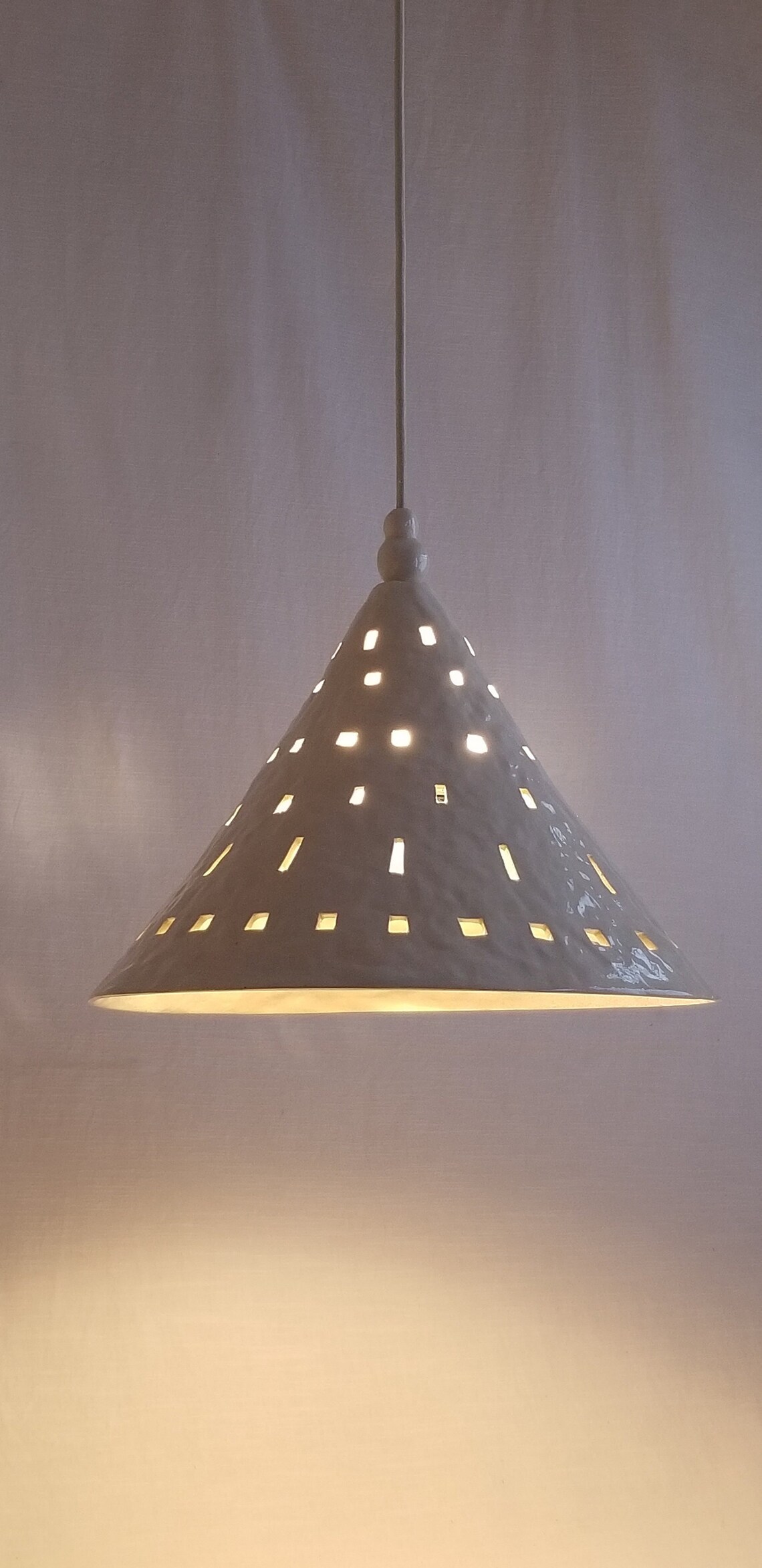 Pendant Light With Cut-outs. Large Ceramic Chandelier for Kitchen or ...