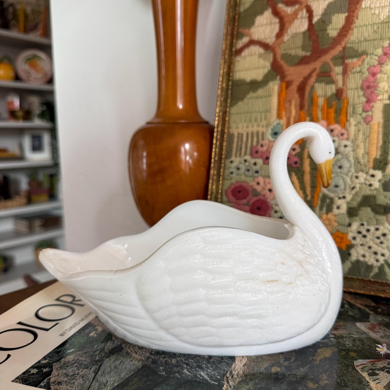 Vintage Glass Vases Swans - Etsy