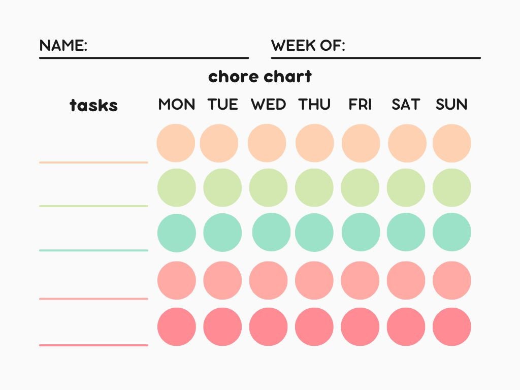 Printable Chore Chart - Etsy