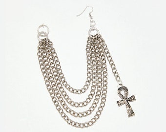 Ornate Ankh 3-strand Nose to Ear Chain in Silver or Gold - Etsy