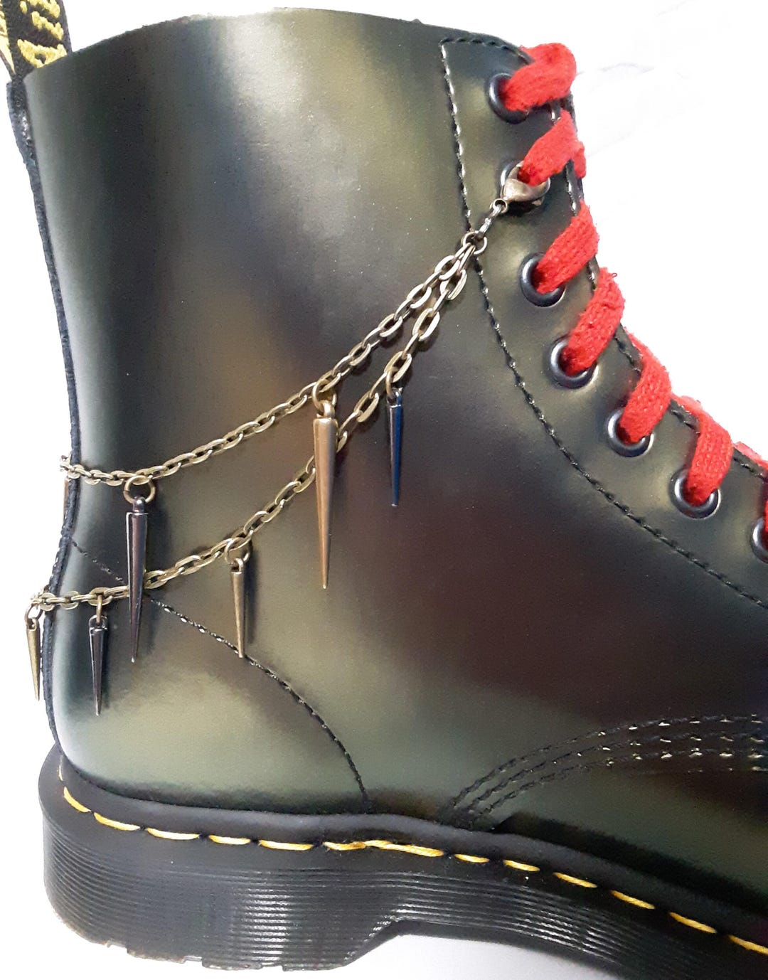 Bronze and Gunmetal Spiked Cable Chain Boot Chain by Reaction Body ...