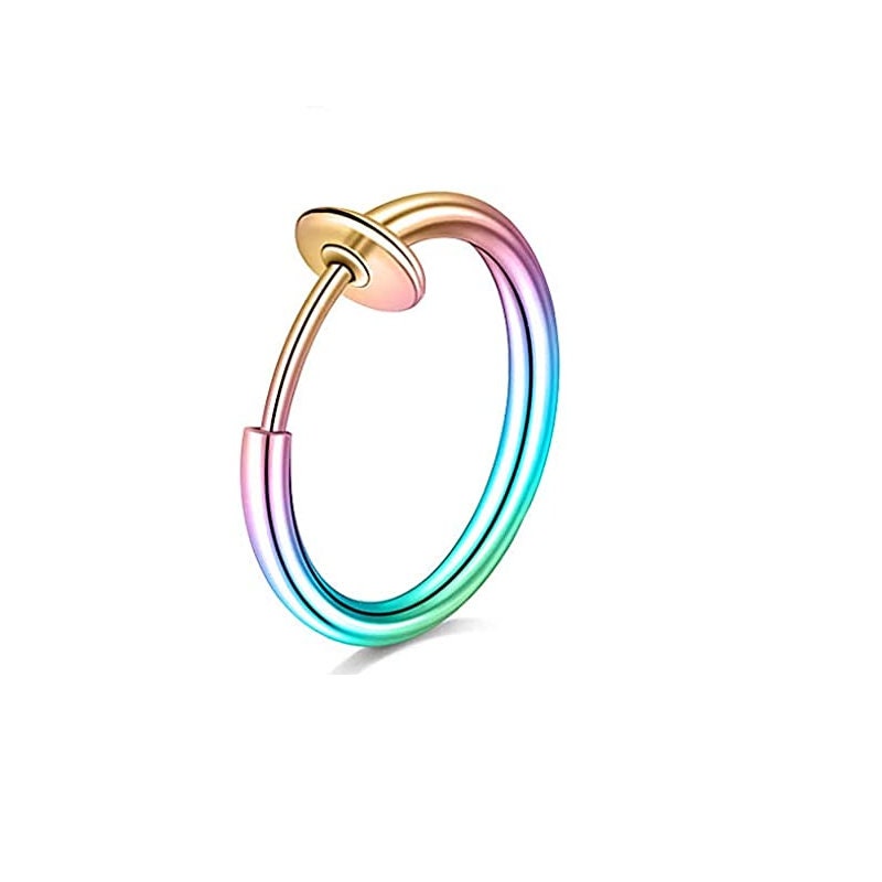 3-strand Rainbow Anodized Steel Curb Chain Nose Chain - Etsy