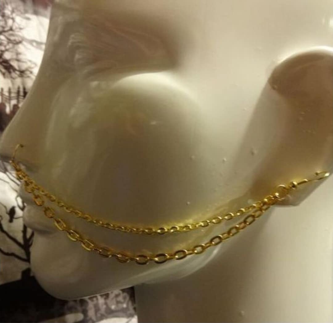 2-strand Mixed Size Chains Nose Chain in Gold, Silver, Gunmetal And/or ...