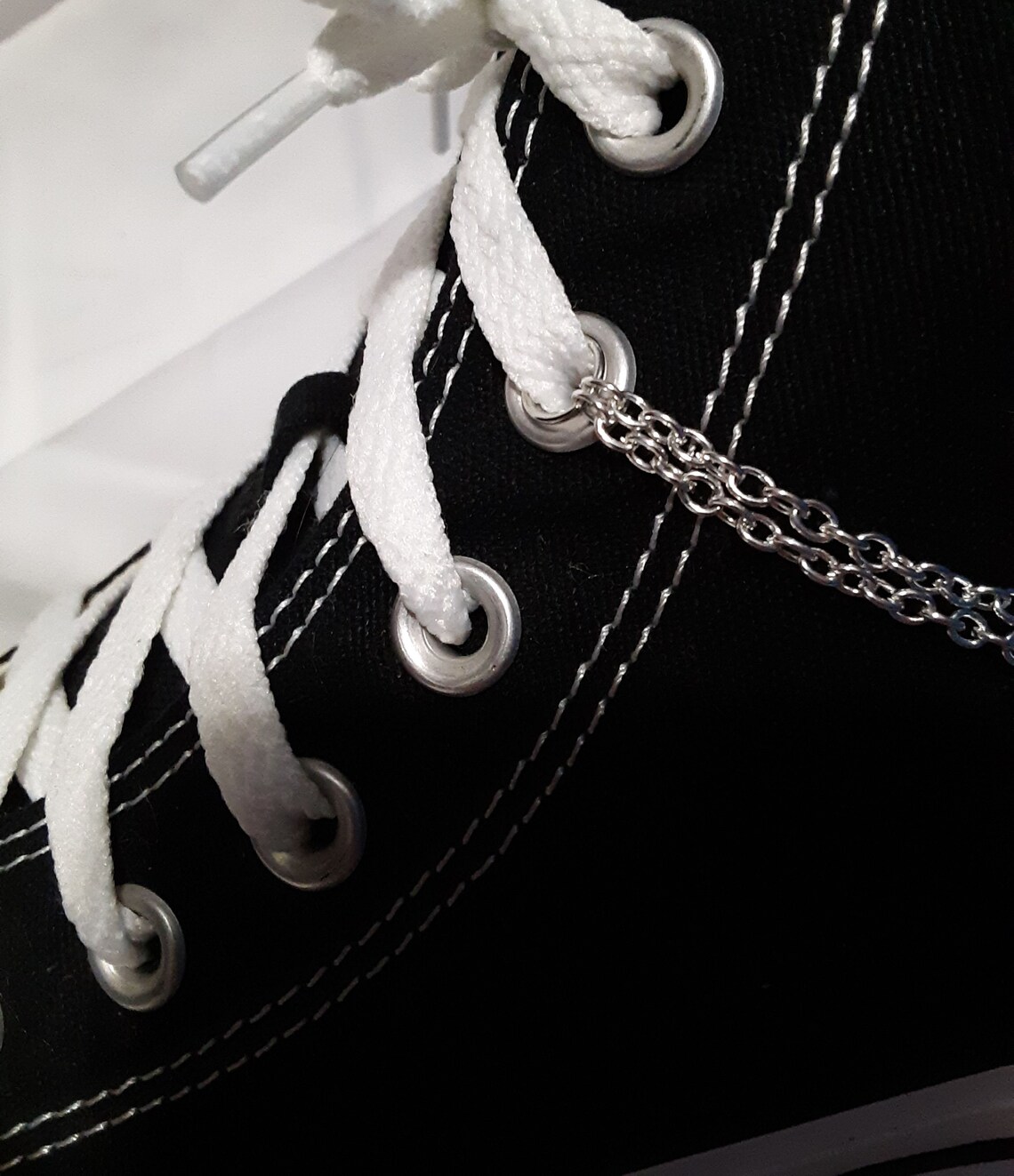 Spiked Single Chain With 3 Color Options Canvas High-top Shoe or Boot ...