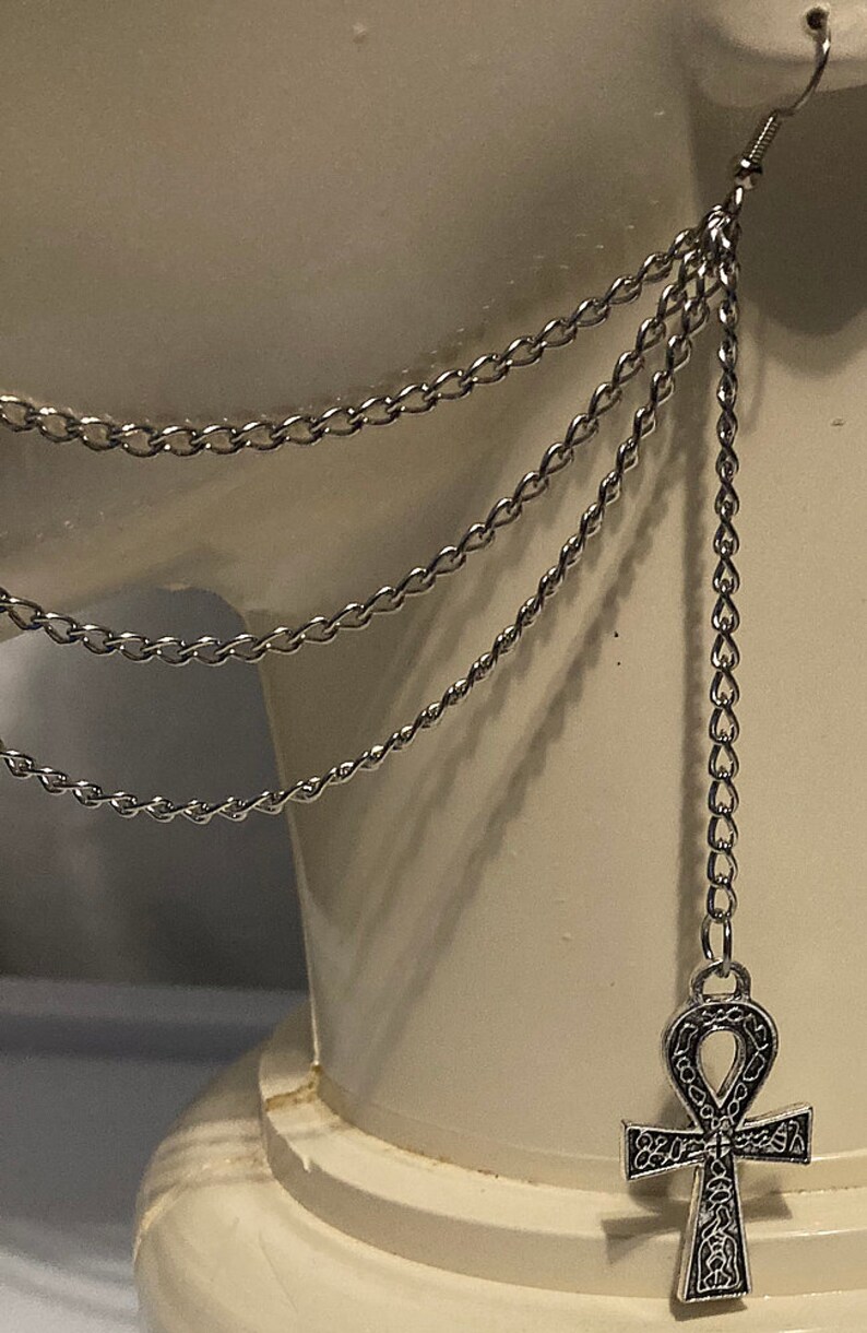 Ornate Ankh 3-strand Nose to Ear Chain in Silver or Gold - Etsy
