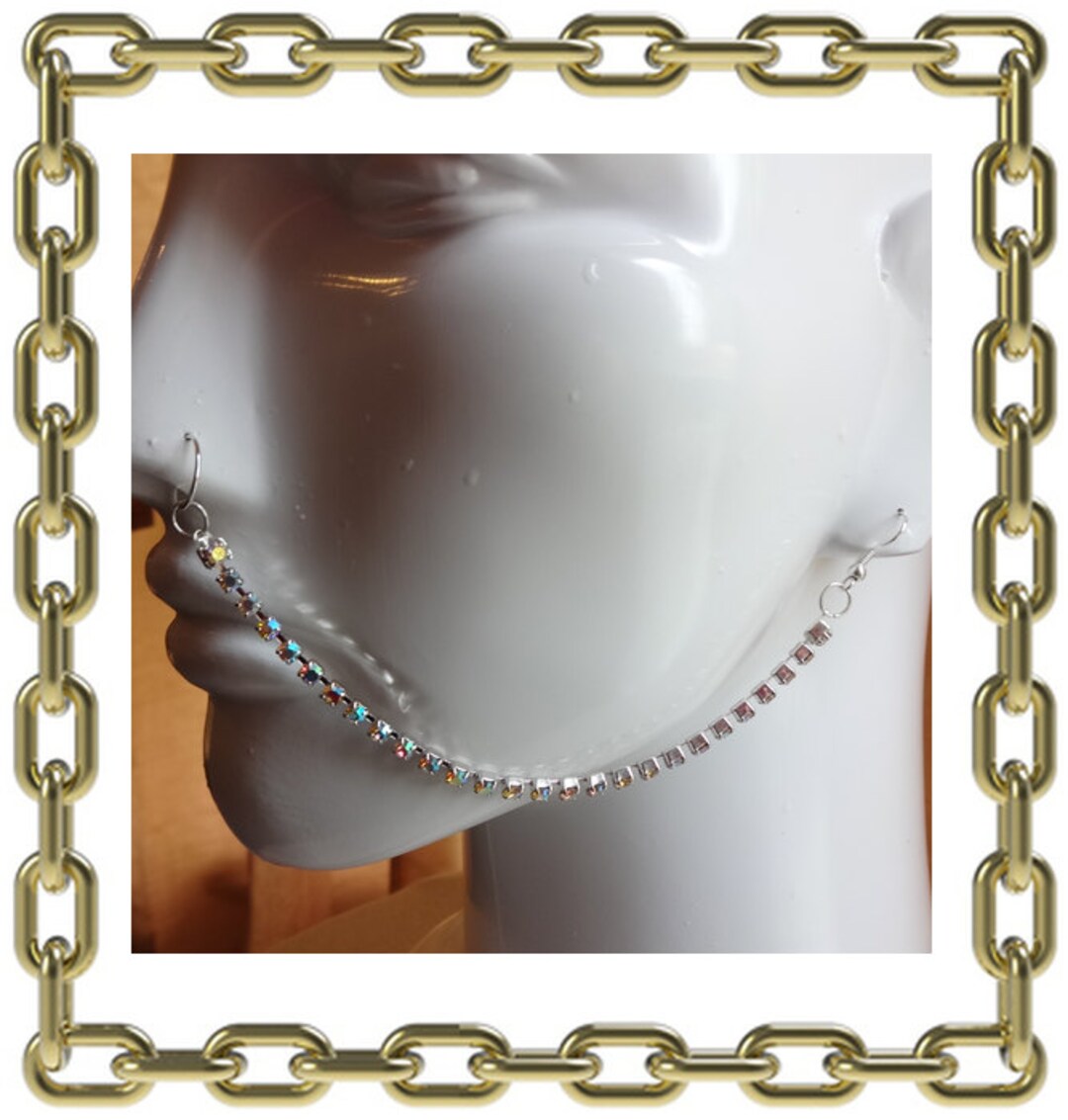 Silver Rhinestone Chain Nose Chain - Etsy