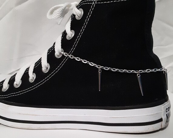 Spiked Single Chain With 4 Color Options Canvas High-top Shoe - Etsy