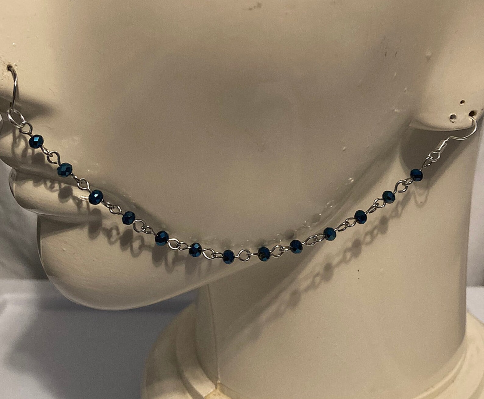 1-strand Cobalt Faceted Crystal Bead Chain Nose Chain - Etsy