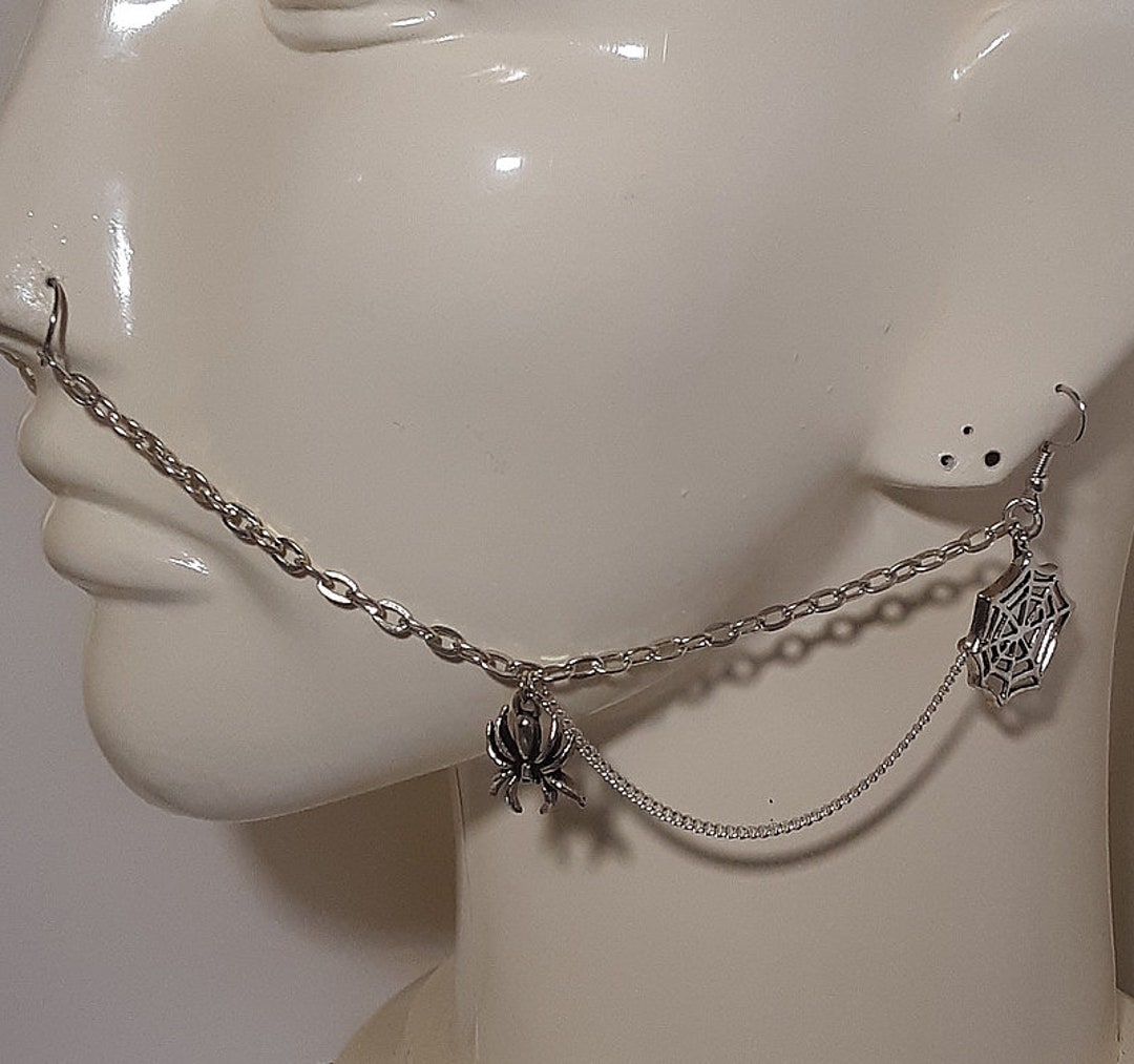 Silver Spider and Web Nose Chain - Etsy