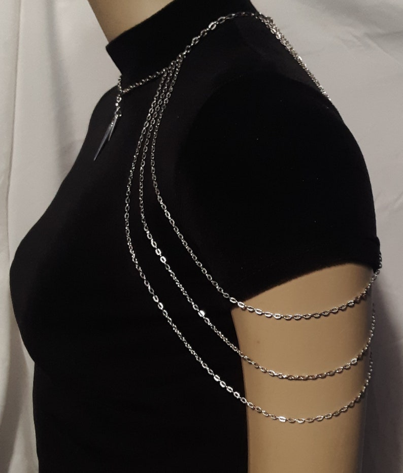 3 Strand Double Spike Dangle Necklace Shoulder Chain Available in 6 ...