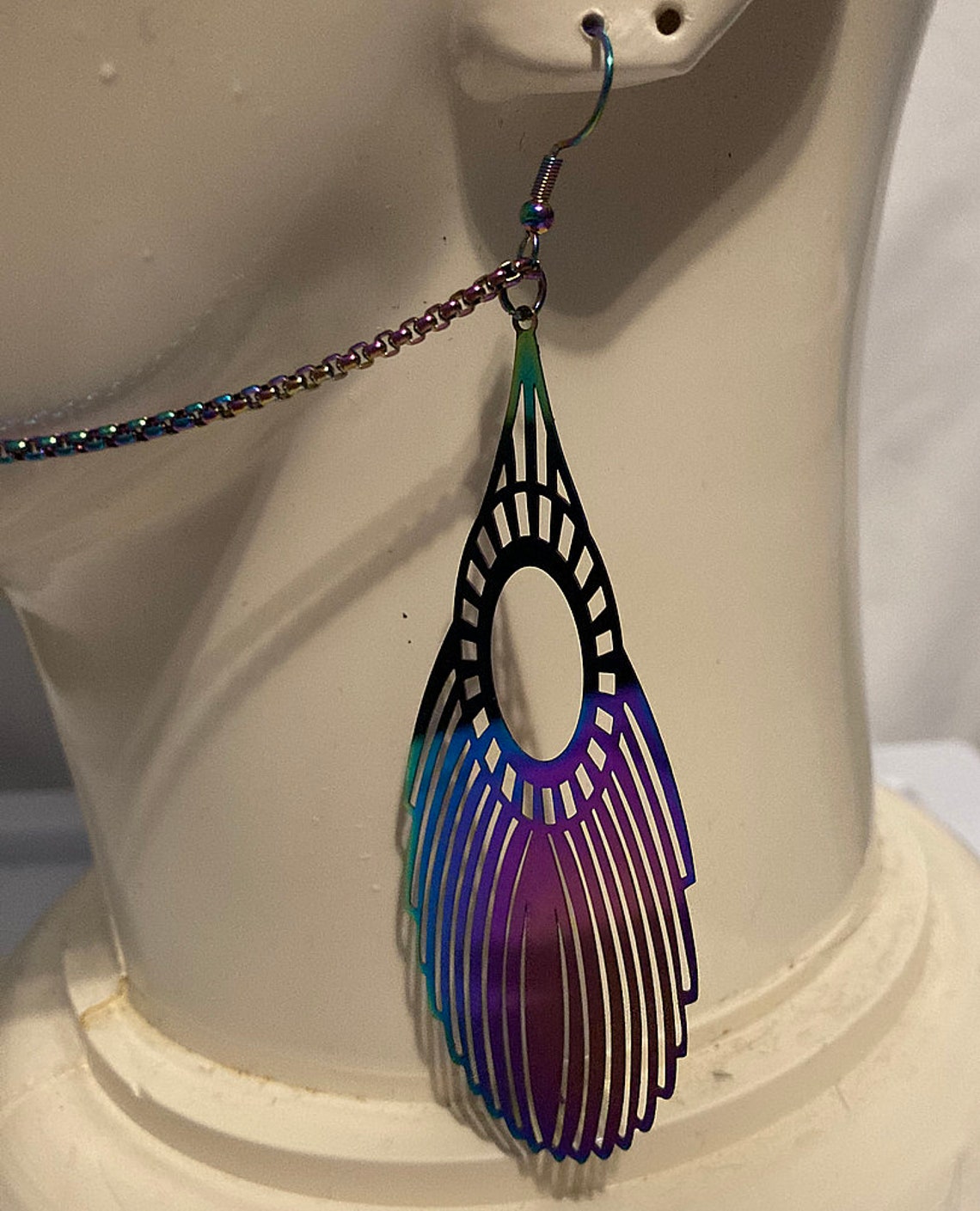 Rainbow Anodized Single or Double Strand With Feather Focal - Etsy