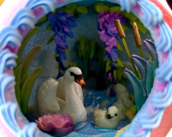 Large Handmade Sugar Swan Easter Egg, Spring Lake Scene - Etsy