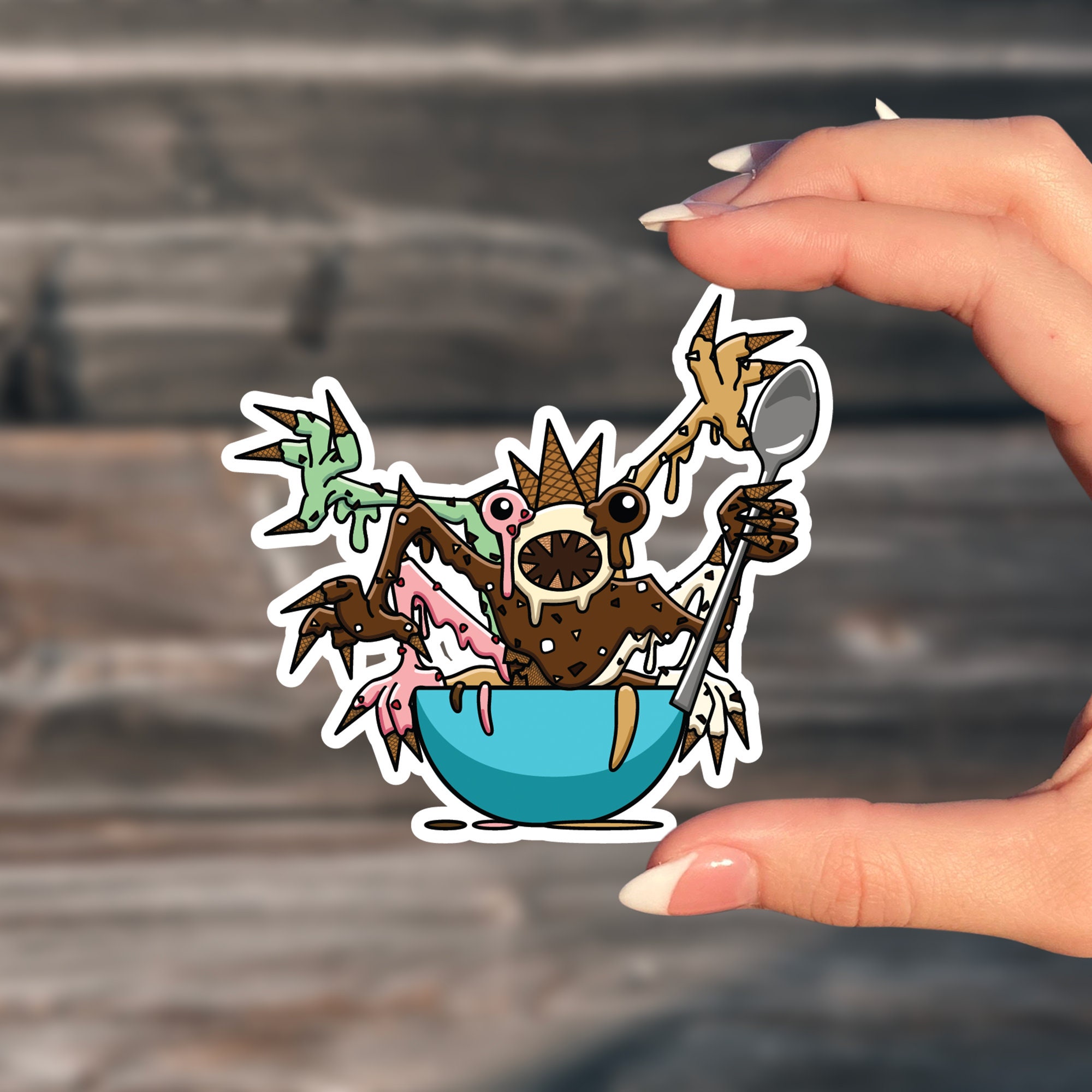 Munchie monsters sticker pack, White border, Glossy, Water resistant ...