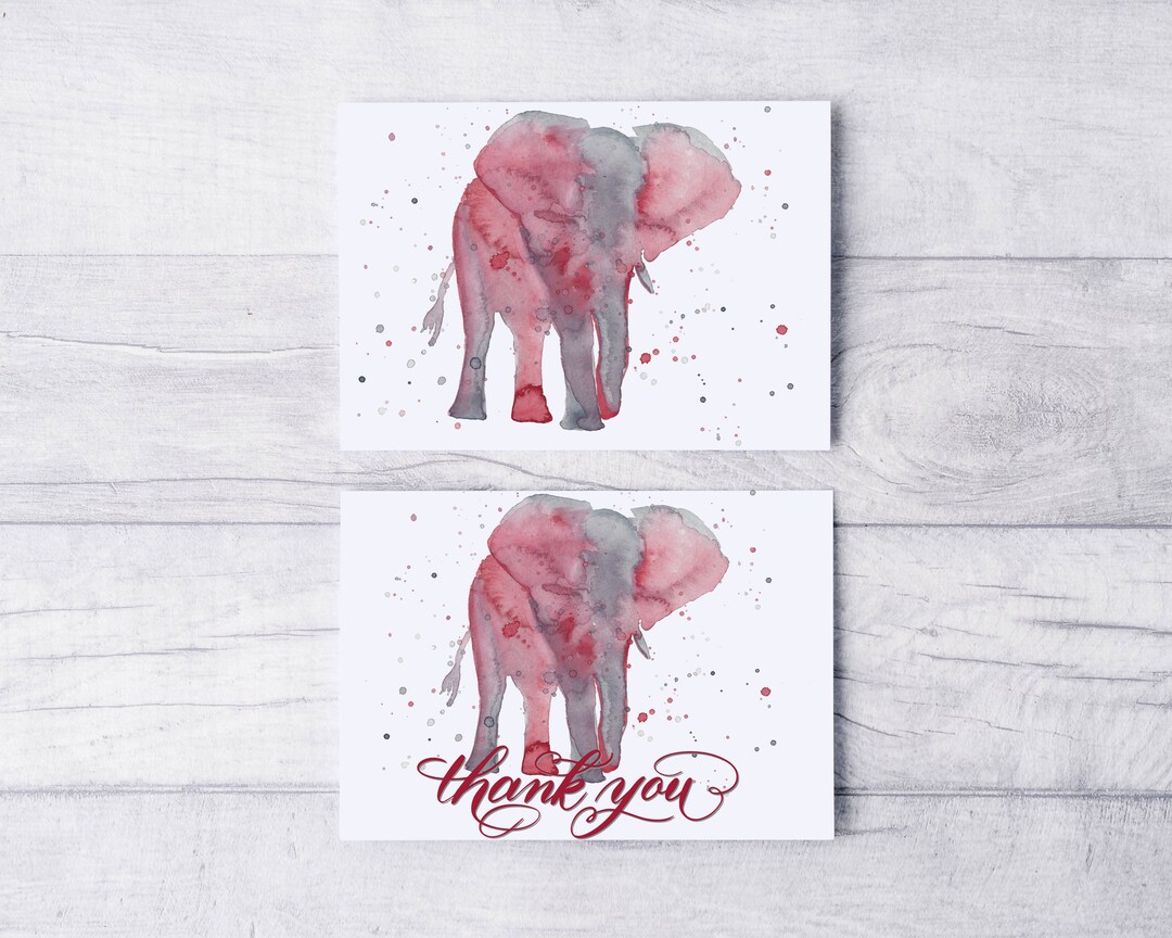 Elephant Stationery | 8 Folded Note Cards | Watercolor Tuscaloosa ...