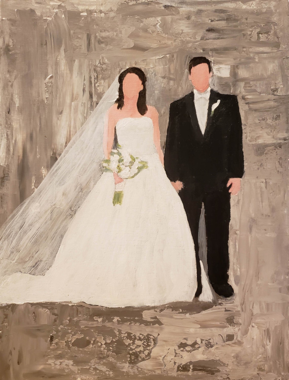 Custom Abstract Wedding Portrait - Acrylic on Paper - Etsy