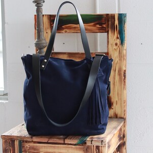 Midnight Blue Leather Backpack, Convertible Backpack Crossbody Tote ...