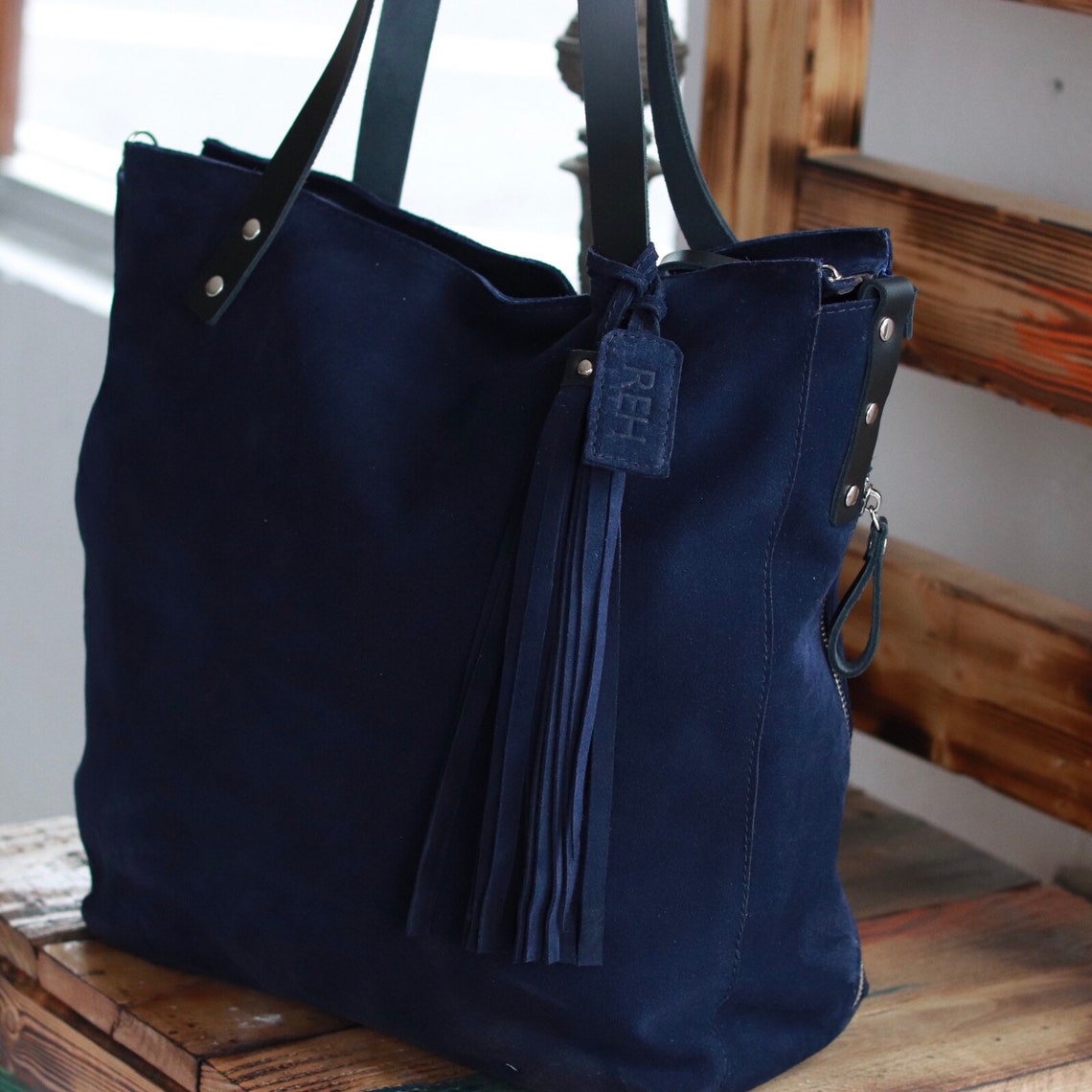 Midnight blue leather backpack convertible backpack crossbody | Etsy