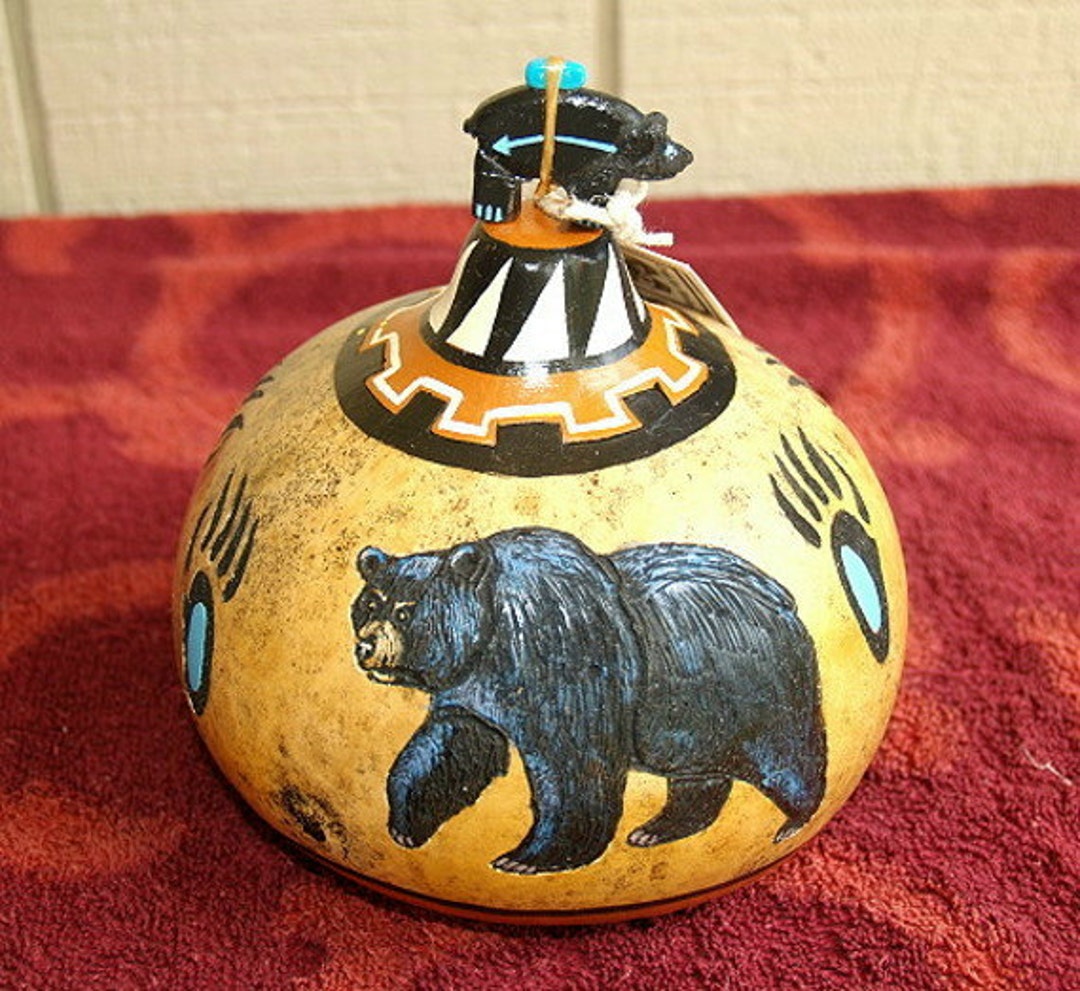 Gourd - Native American Black Bear Pot - Etsy