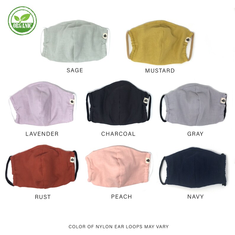 Organic Cotton Face Mask With Filter Pocket and Nose Wire - Etsy