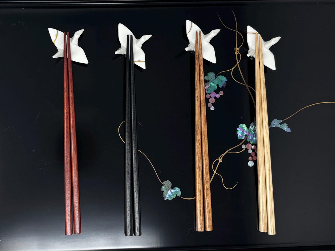 Real Kintsugi ～ 4pc Chopsticks Rest Set White Crane (23k Gold Finish ...